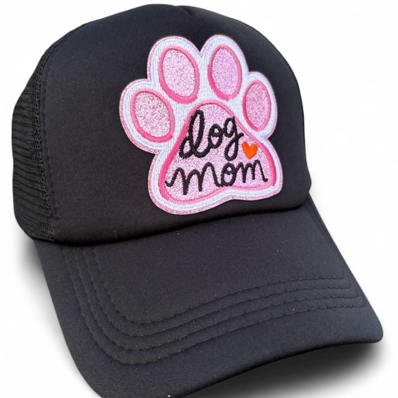 Dog | Black Dog Mom Cap With Pink Paw Design Snapback | Poshmark